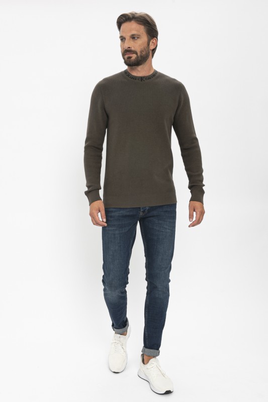 Pull kaki Calvin Klein | Destock Jeans
