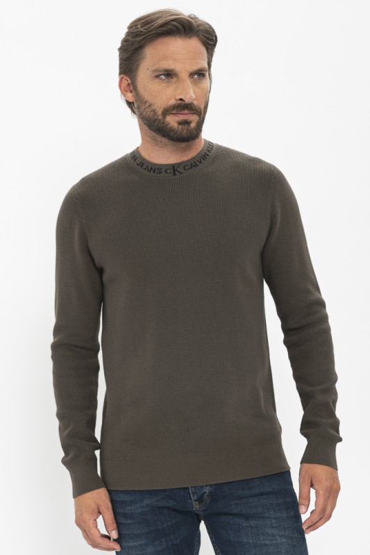 Pull kaki Calvin Klein | Destock Jeans