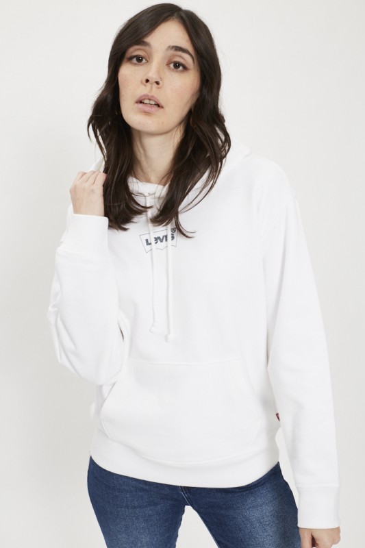Sweat blanc à capuche Levi's | Destock Jeans