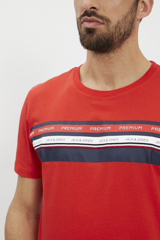 T-shirt rouge imprimé Jack & Jones | Destock Jeans