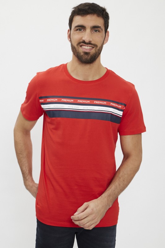 T-shirt rouge imprimé Jack & Jones | Destock Jeans