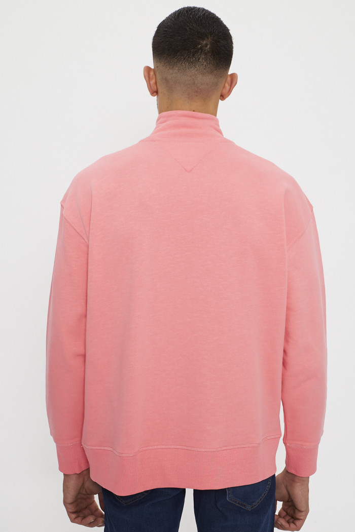 Sweatshirt rose col zippé