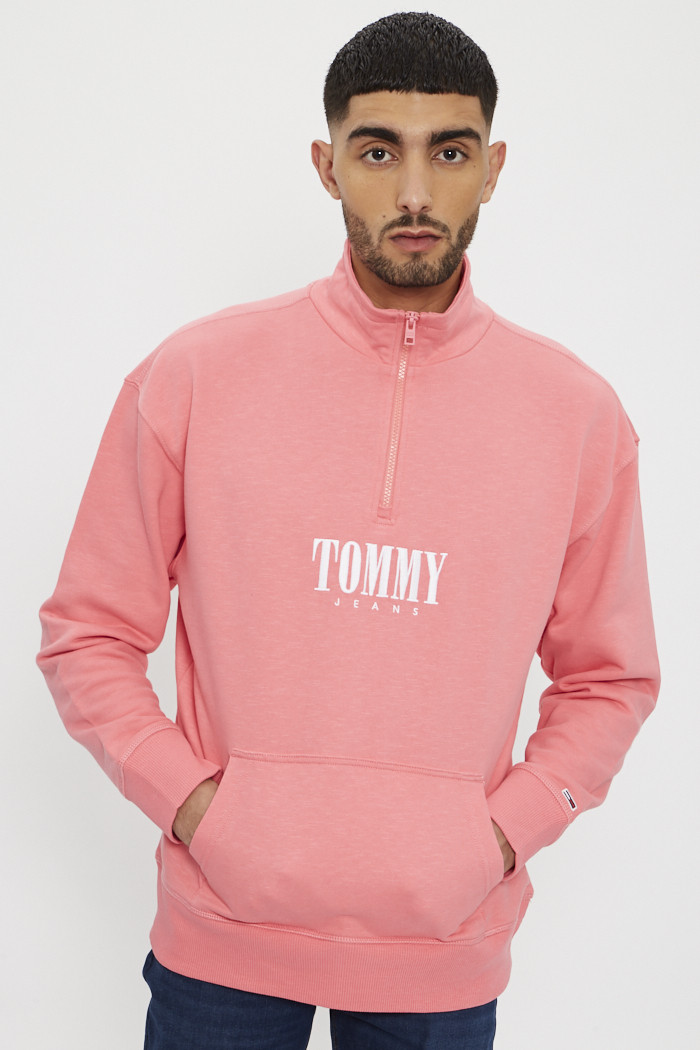 Sweatshirt rose col zippé