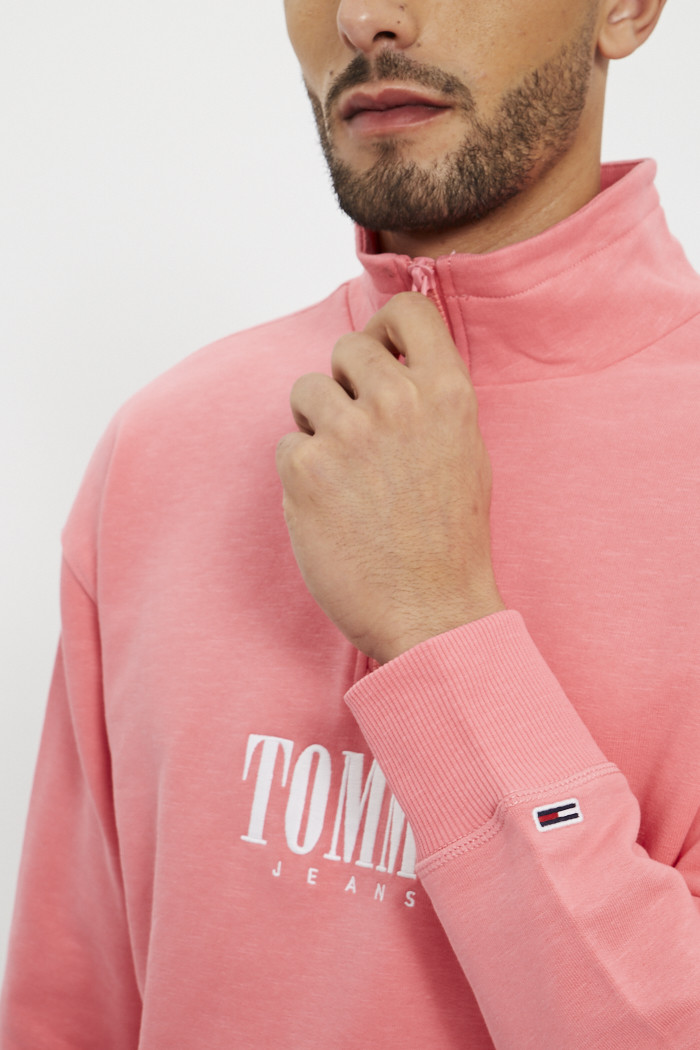 Sweatshirt rose col zippé