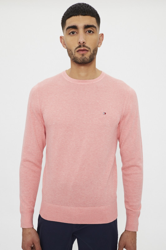 Pull rose col rond coton & soie homme Tommy Hilfiger | Destock Jeans