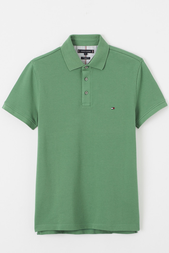Polo vert Tommy Hilfiger manches courtes slim fit | Destock Jeans
