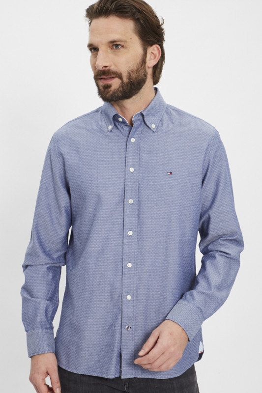 Chemise bleu indigo col boutonné homme Tommy Hilfiger | Destock Jeans